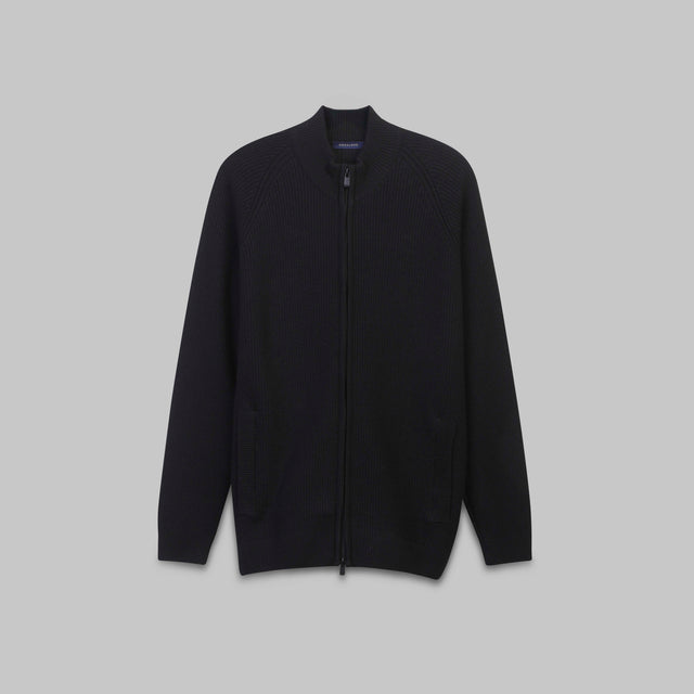 BASIC FULL-ZIP PULLOVER - BLACK